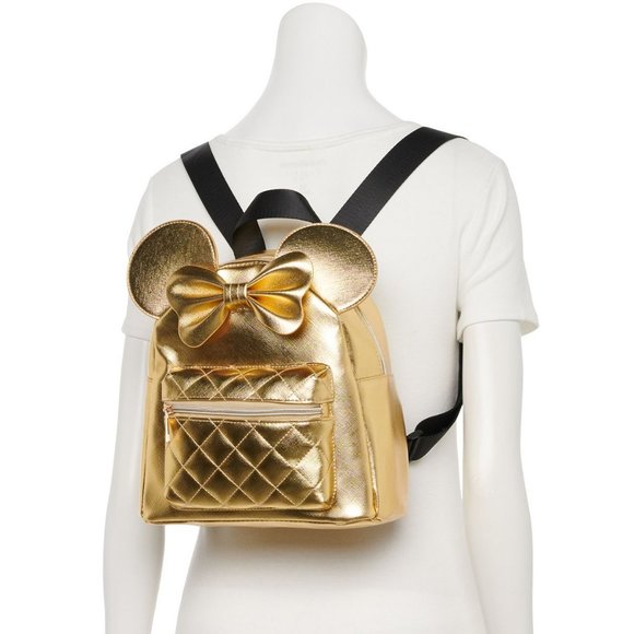 Disney | Bags | Disneys Golden Minnie Mouse Mini Backpack With Bow And ...